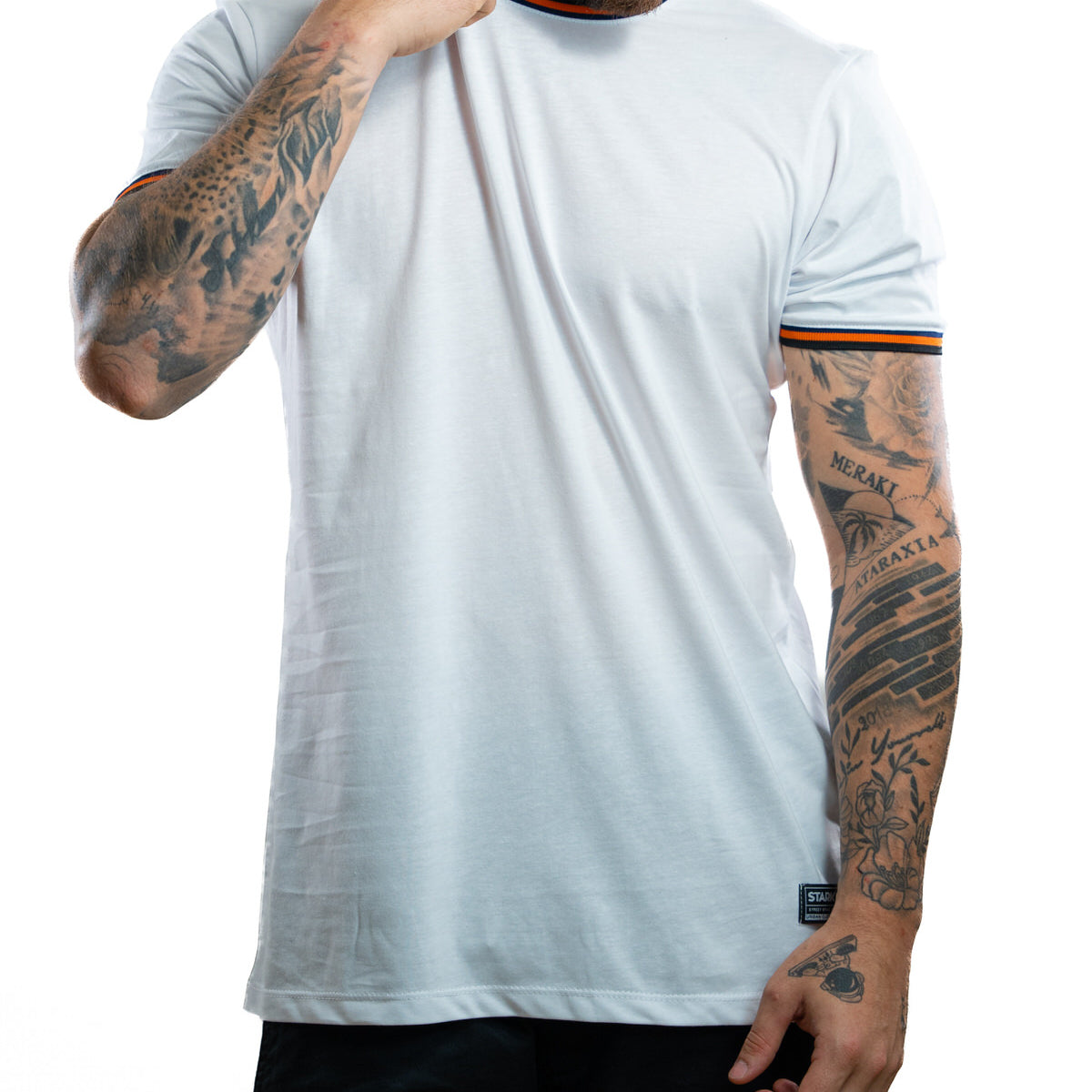 Básica Blanca Rib Naranja y Negro – Stark Brand